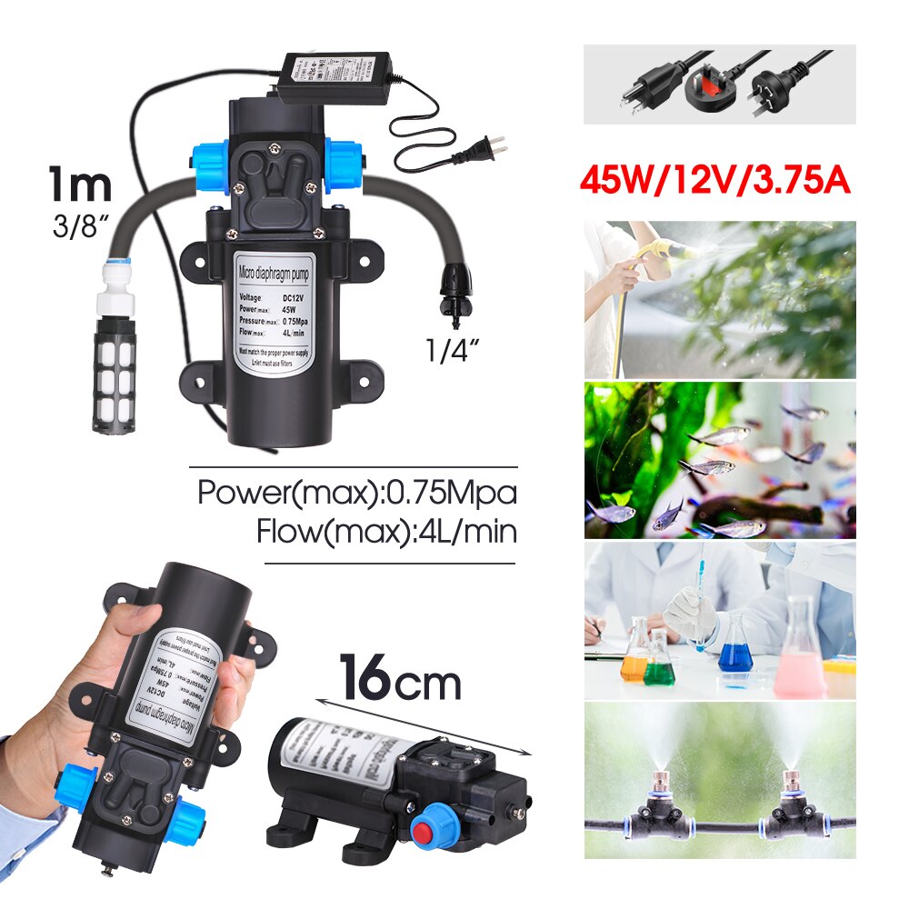45W Self-priming Pump Misting System for Cooling, Watering, Dedusting ...