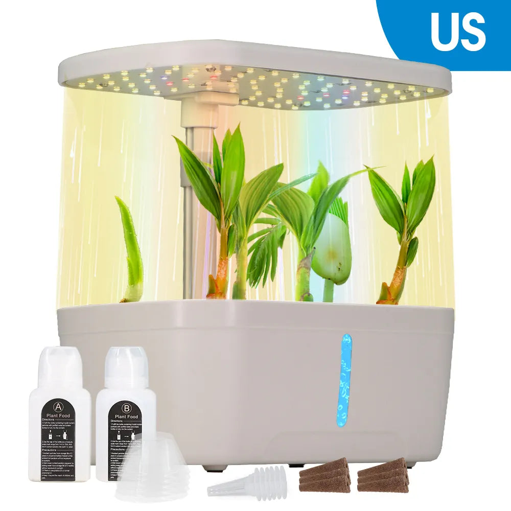 6-Pod 1.9L Hydroponic System with Oxygen Pump and 20W LED Grow Light, 3 ...