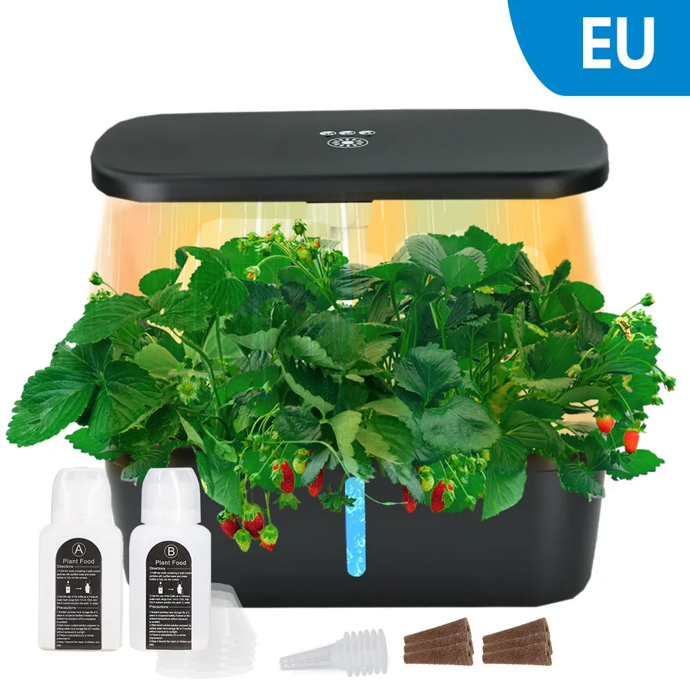 6-Pod 1.9L Hydroponic System with Oxygen Pump and 20W LED Grow Light, 3 ...